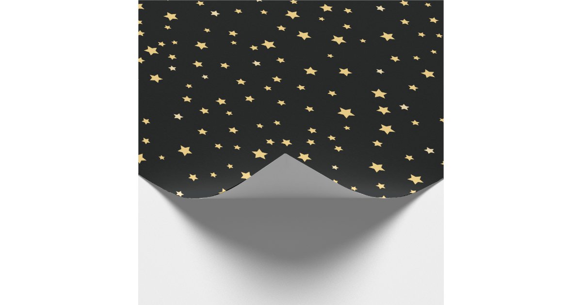 Beautiful Black and Gold Starry Sky Star Pattern Wrapping Paper ...