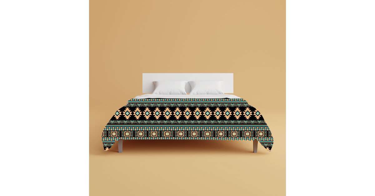 Beautiful black and pastel blue aztec duvet cover | Zazzle