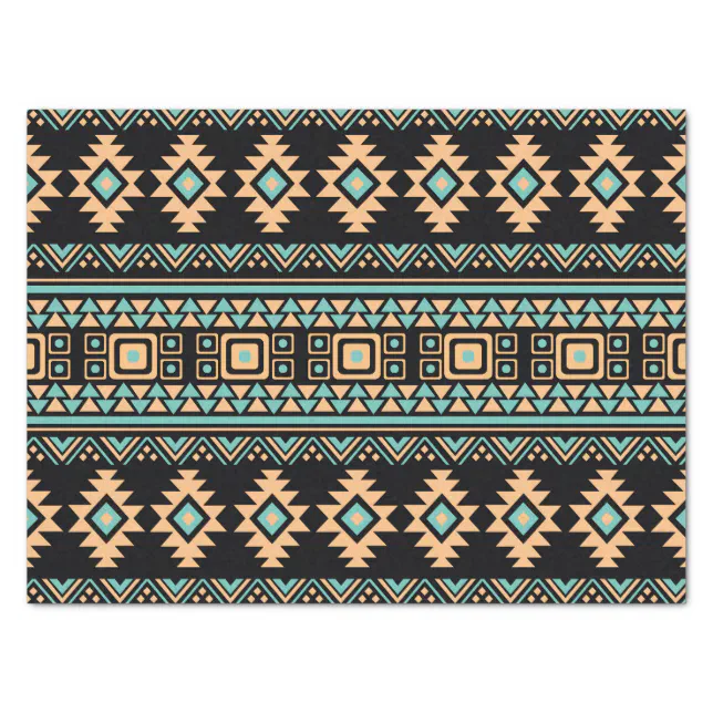 Beautiful black and pastel blue aztec tissue paper | Zazzle