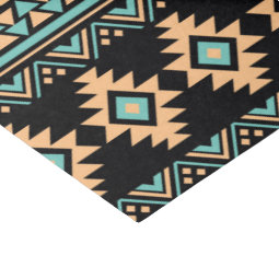 Beautiful black and pastel blue aztec tissue paper | Zazzle