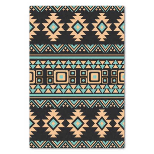 Beautiful black and pastel blue aztec tissue paper | Zazzle