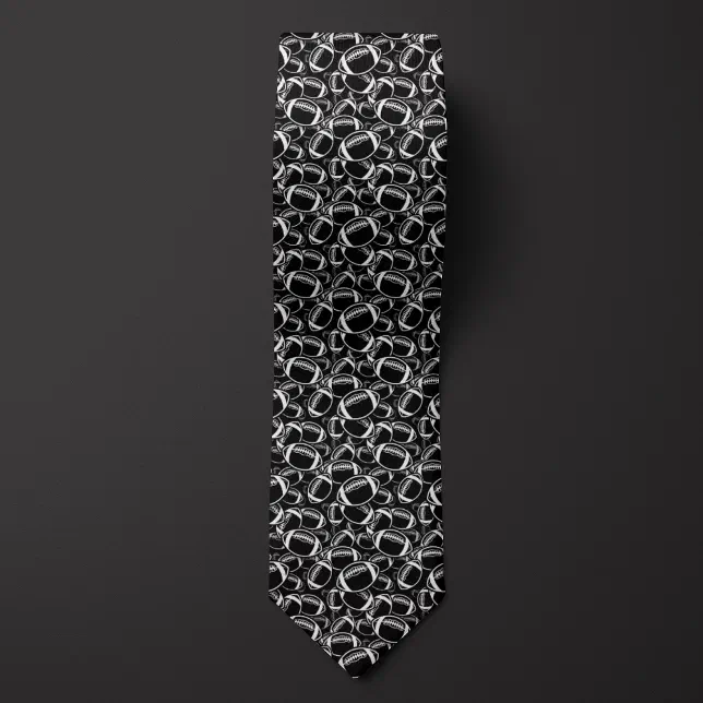 Beautiful Black and White Football Pattern Neck Tie | Zazzle