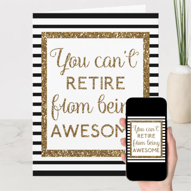 Beautiful Black Gold Glitter Happy Retirement Big Card | Zazzle