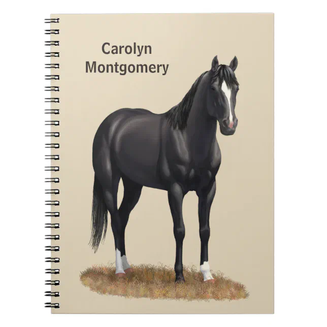 Beautiful Black Quarter Horse Stallion Notebook | Zazzle