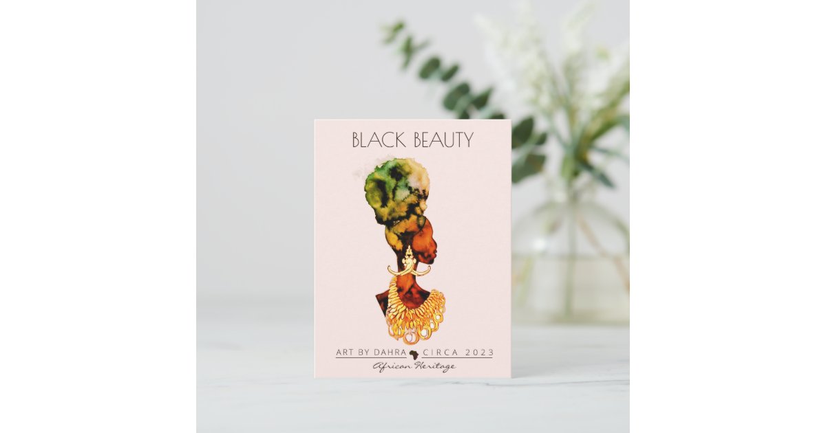BEAUTIFUL BLACK WOMAN AFRICAN QUEEN GOLD NECKLACE POSTCARD | Zazzle