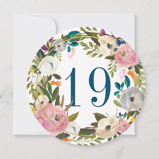Beautiful Blooms Floral Circle Table Number Card | Zazzle