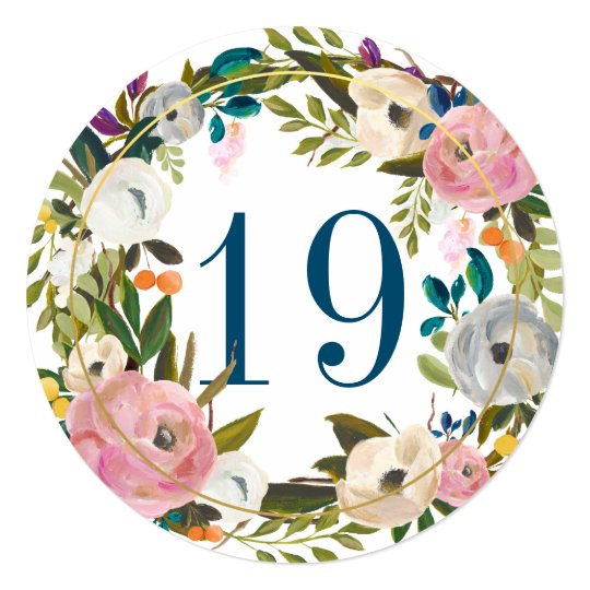 Beautiful Blooms Floral Circle Table Number Card | Zazzle.com