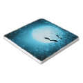 Beautiful blue aesthetic Halloween night Moon bats Trivet | Zazzle