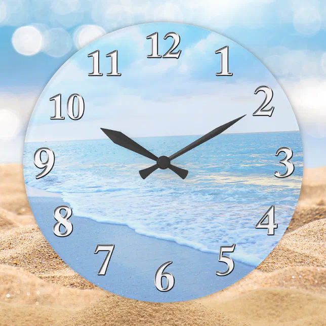 Beautiful Blue and Turquoise Beach Wall Clock | Zazzle