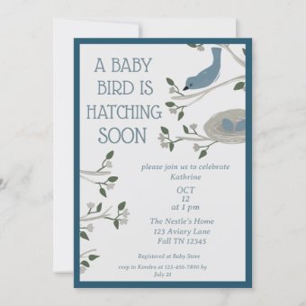 Beautiful Blue Bird Nest Baby Shower Invitation | Zazzle