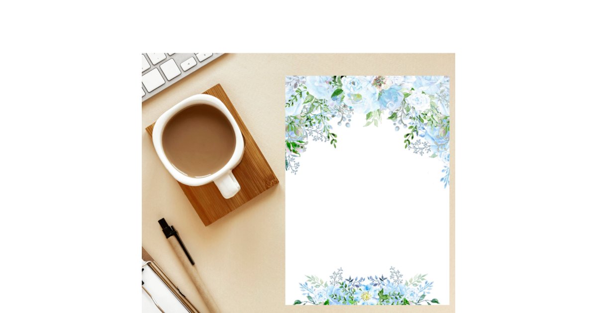 Beautiful blue flower letterhead | Zazzle