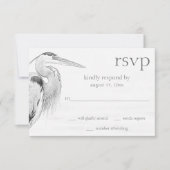 Beautiful Blue Heron Water Bird Sketch Wedding RSVP Card | Zazzle