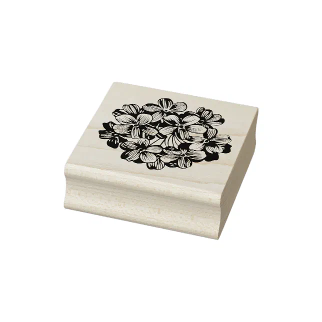 Beautiful Blue Hydrangea Blossom Flower Botanical Rubber Stamp | Zazzle