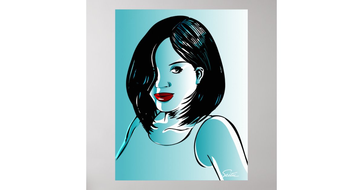 Beautiful Blue Lady Poster | Zazzle