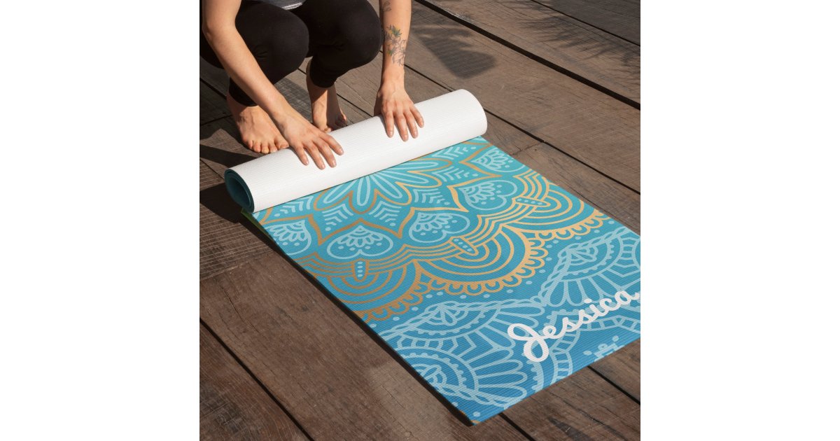 Beautiful Blue Mandala Pattern Yoga Mat | Zazzle