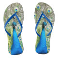 Beautiful Blue Peacock Feathers Flip Flops | Zazzle