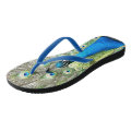 Beautiful Blue Peacock Feathers Flip Flops | Zazzle