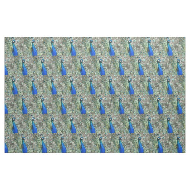 Beautiful Peacock Feather Green Blue Animal Print Fabric | Zazzle