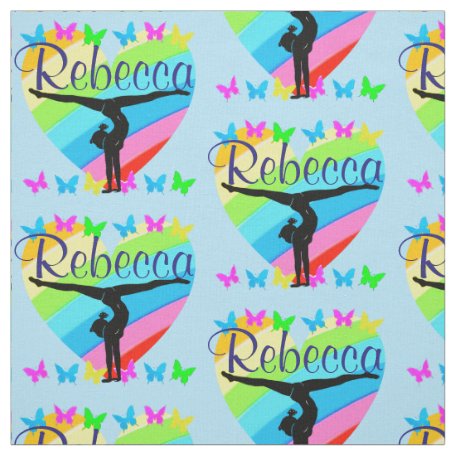 PRETTY PINK PERSONALIZED GYMNASTICS GIRL FABRIC | Zazzle