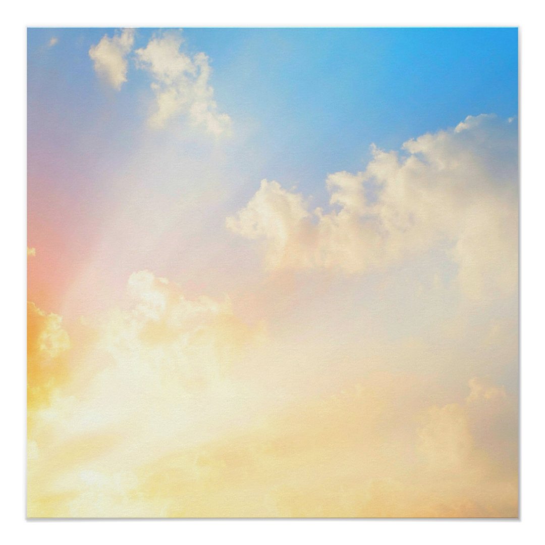 Beautiful Blue Sky with Clouds, Nature's Beauty Poster | Zazzle