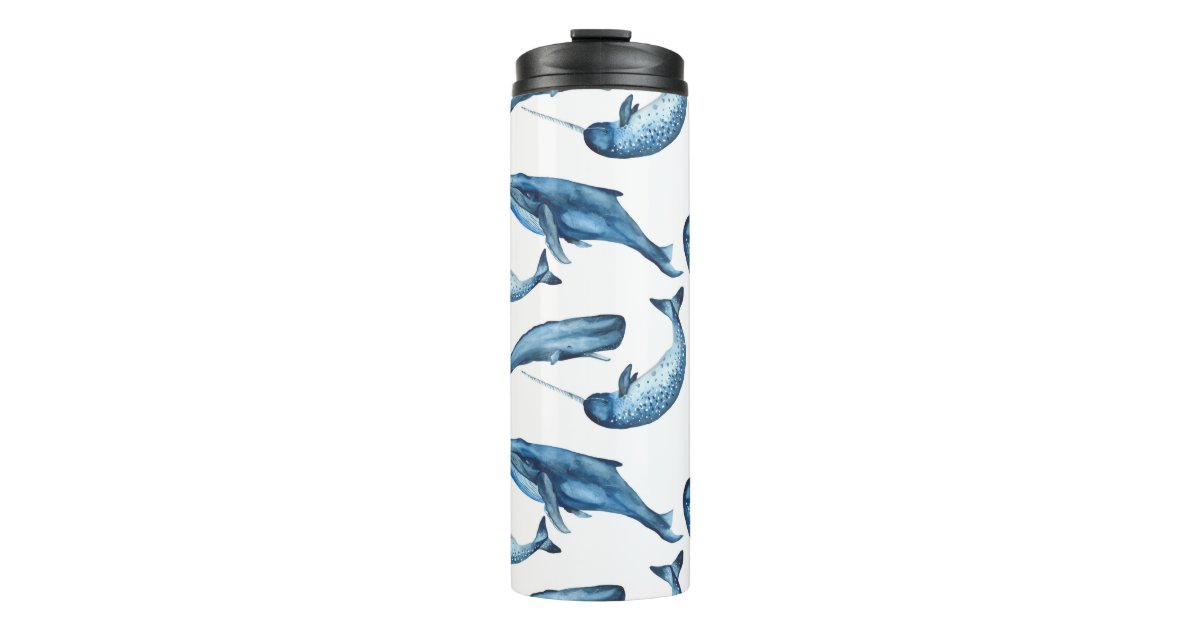 Beautiful Blue Whales and Narwhals Thermal Tumbler | Zazzle