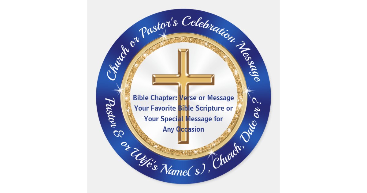 Beautiful Blue White Gold Custom, Church Stickers | Zazzle