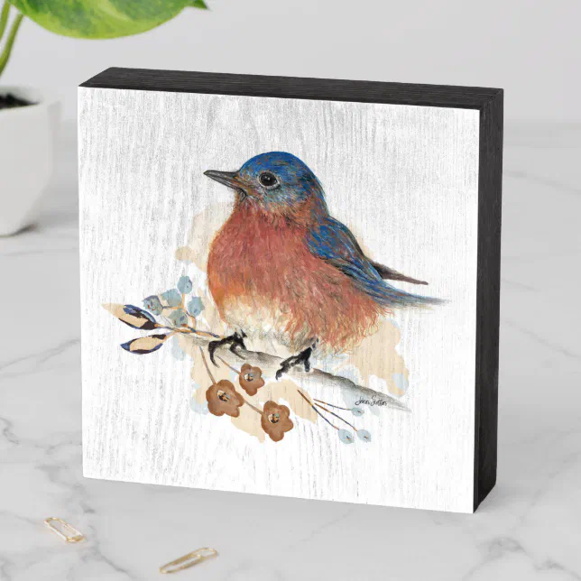 Beautiful Bluebird Watercolor Wooden Box Sign | Zazzle