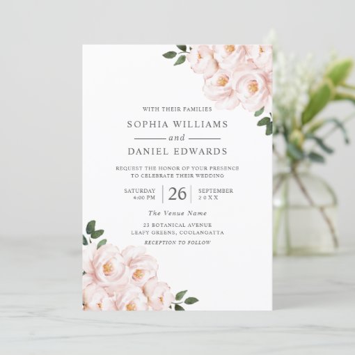 Beautiful Blush Pink Elegant Winter Spring Wedding Invitation | Zazzle
