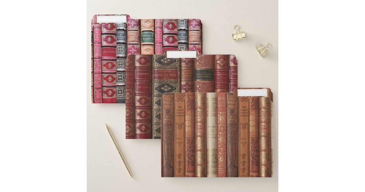 Beautiful Book Spines File Folder | Zazzle