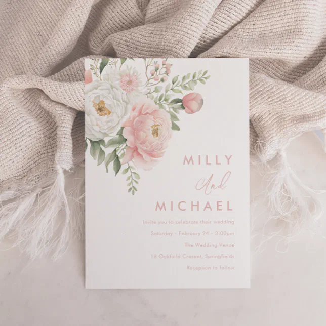 Beautiful Botanical Florals All Seasons Wedding Invitation | Zazzle