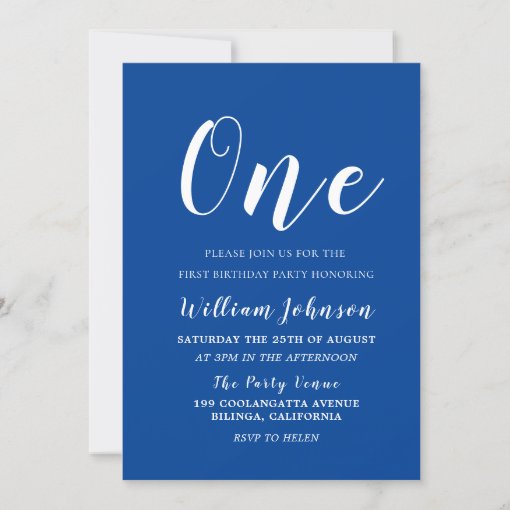 Beautiful Boys 1st Birthday Party Photo Blue Invitation | Zazzle
