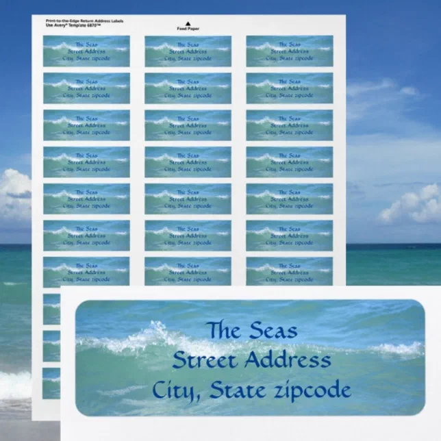 Beautiful Breaking Wave Aqua Blue Return Address Label | Zazzle