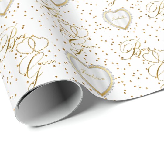 Beautiful Bride and Groom Gold Heart -Wedding Wrapping Paper | Zazzle.com