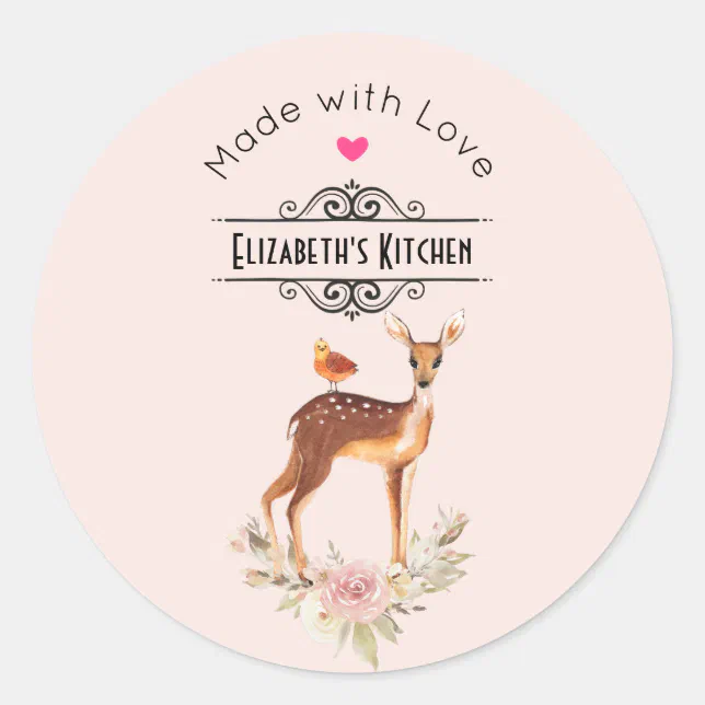 Beautiful Brown Doe Vintage Kitchen Classic Round Sticker | Zazzle