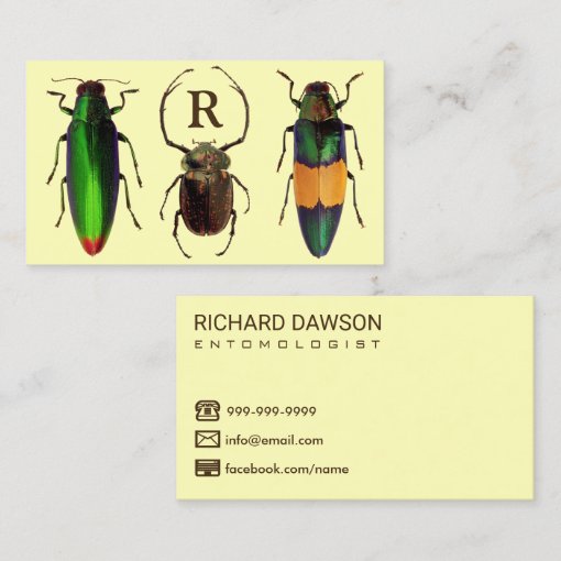 Beautiful Bugs | Insects | Monogram | Entomologist Business Card | Zazzle