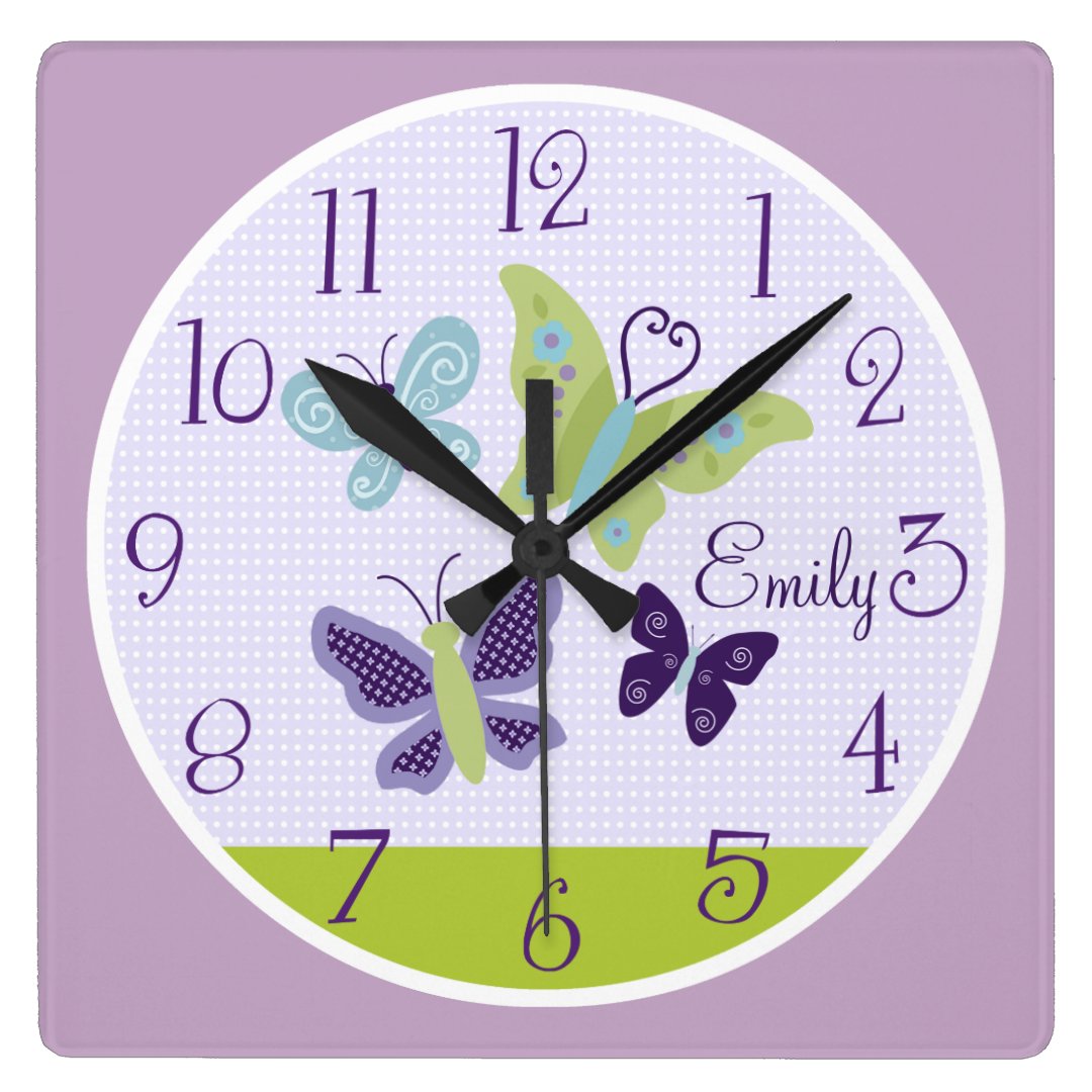 Beautiful Butterflies Kid's Baby Nursery Clock | Zazzle