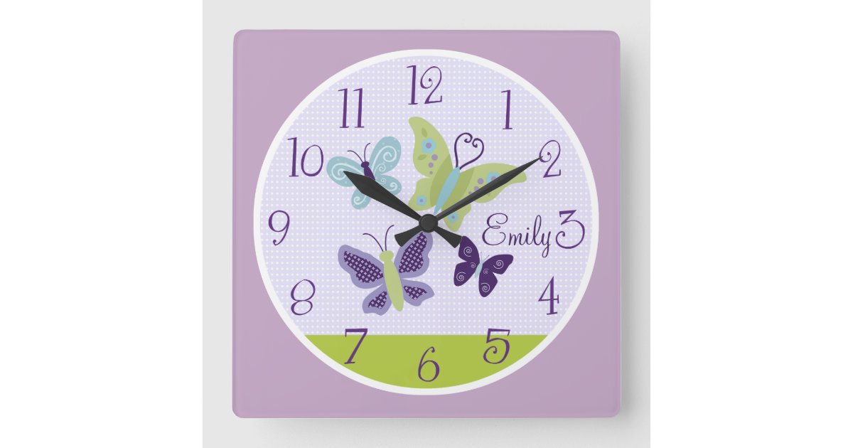 Beautiful Butterflies Kid's Baby Nursery Clock | Zazzle