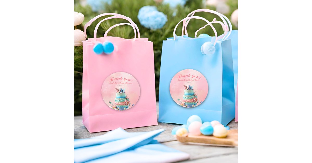 Beautiful Butterflies Twins Baby Shower Classic Round Sticker | Zazzle