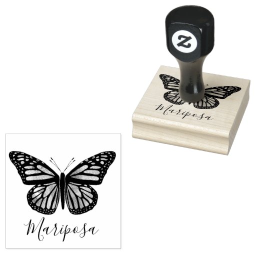 Beautiful Butterfly Hand Drawn CUSTOMIZE IT Rubber Stamp | Zazzle