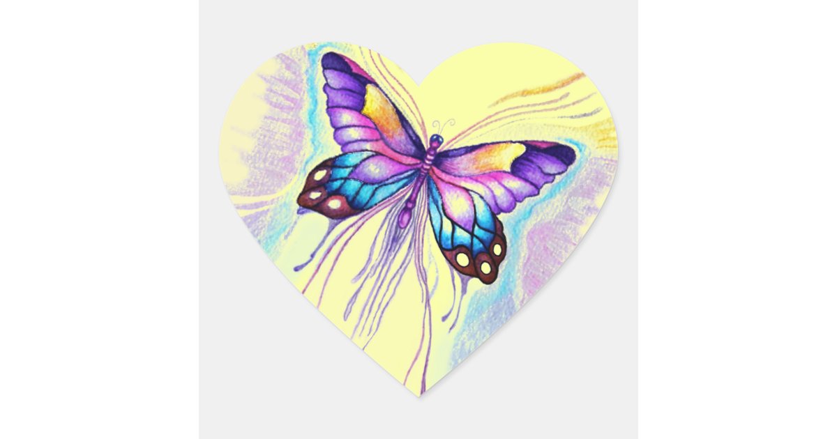 Beautiful Butterfly Heart Sticker | Zazzle