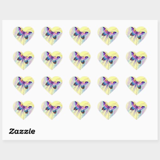Beautiful Butterfly Heart Sticker | Zazzle