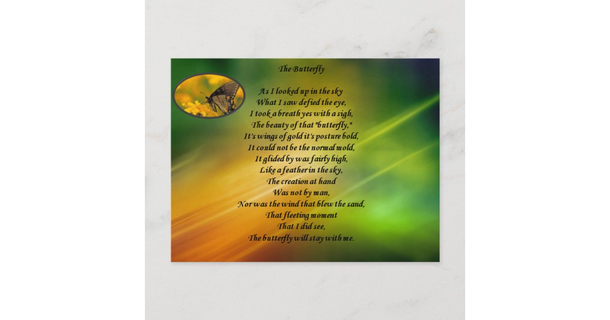 Beautiful butterfly poem. postcard | Zazzle