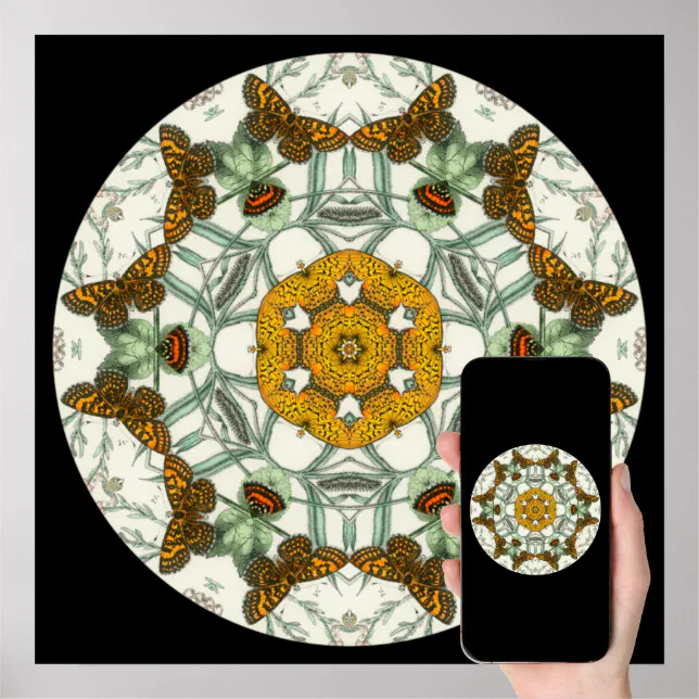Beautiful butterfly wings mandala poster | Zazzle