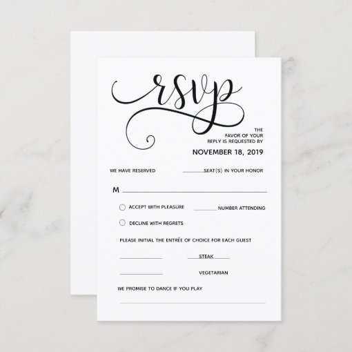 Beautiful Calligraphy RSVP Enclosure Card | Zazzle