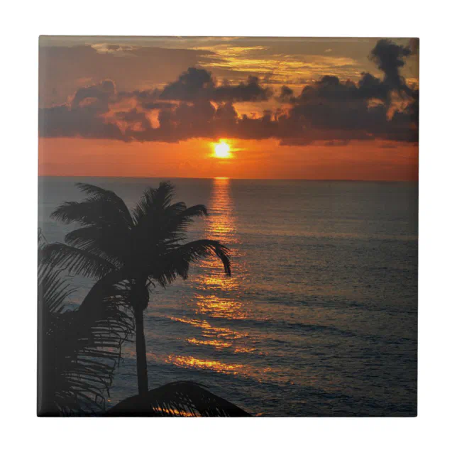 Beautiful Cancun Sunset Tile | Zazzle