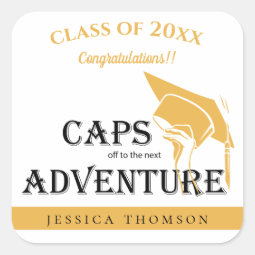 Beautiful Caps off Grad Hat 2024 Graduation Square Sticker | Zazzle