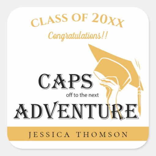 Beautiful Caps off Grad Hat 2024 Graduation Square Sticker | Zazzle