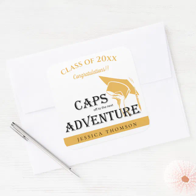Beautiful Caps off Grad Hat 2024 Graduation Square Sticker | Zazzle