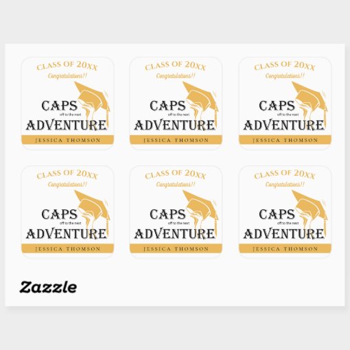 Beautiful Caps off Grad Hat 2024 Graduation Square Sticker | Zazzle