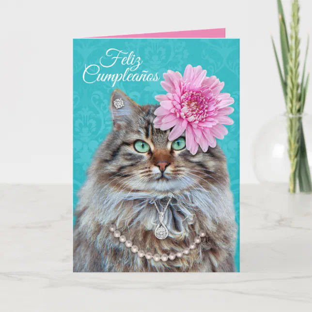 Beautiful Cat– Spanish English Purrrfecto Birthday Card | Zazzle